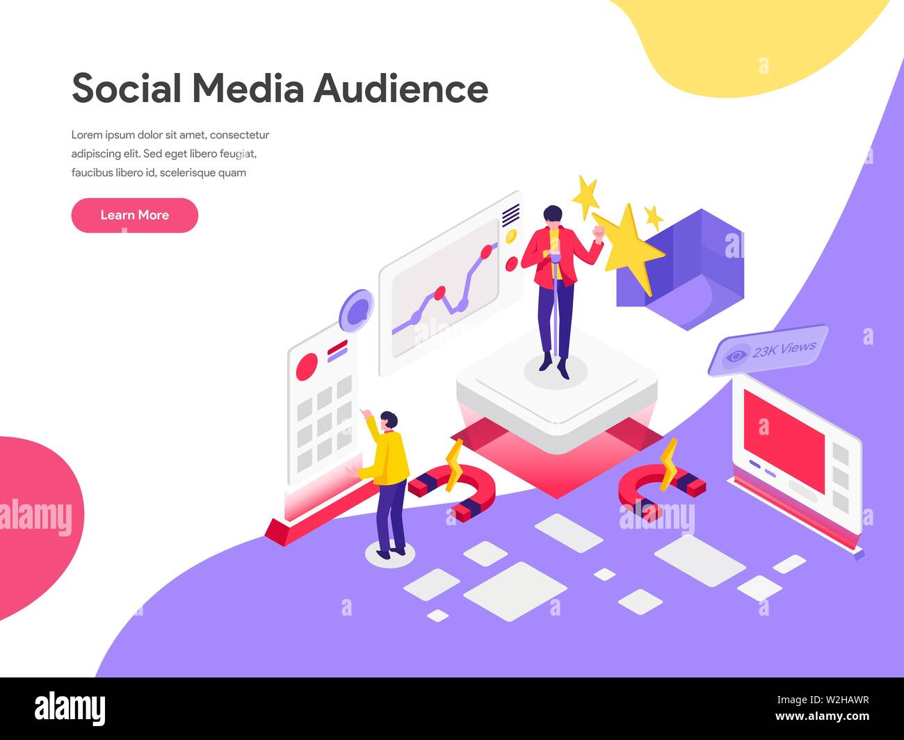 Landing page template of Reach Social Media Audience Illustration ...