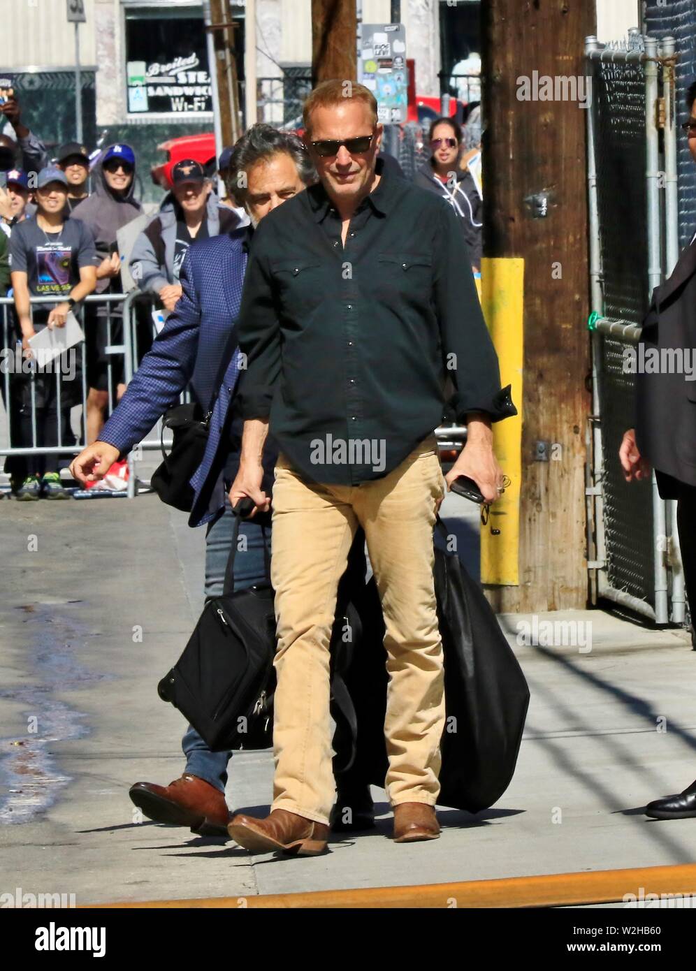Kevin Costner and Lumineers arrive to the Jimmy Kimmel studio June 7 ...
