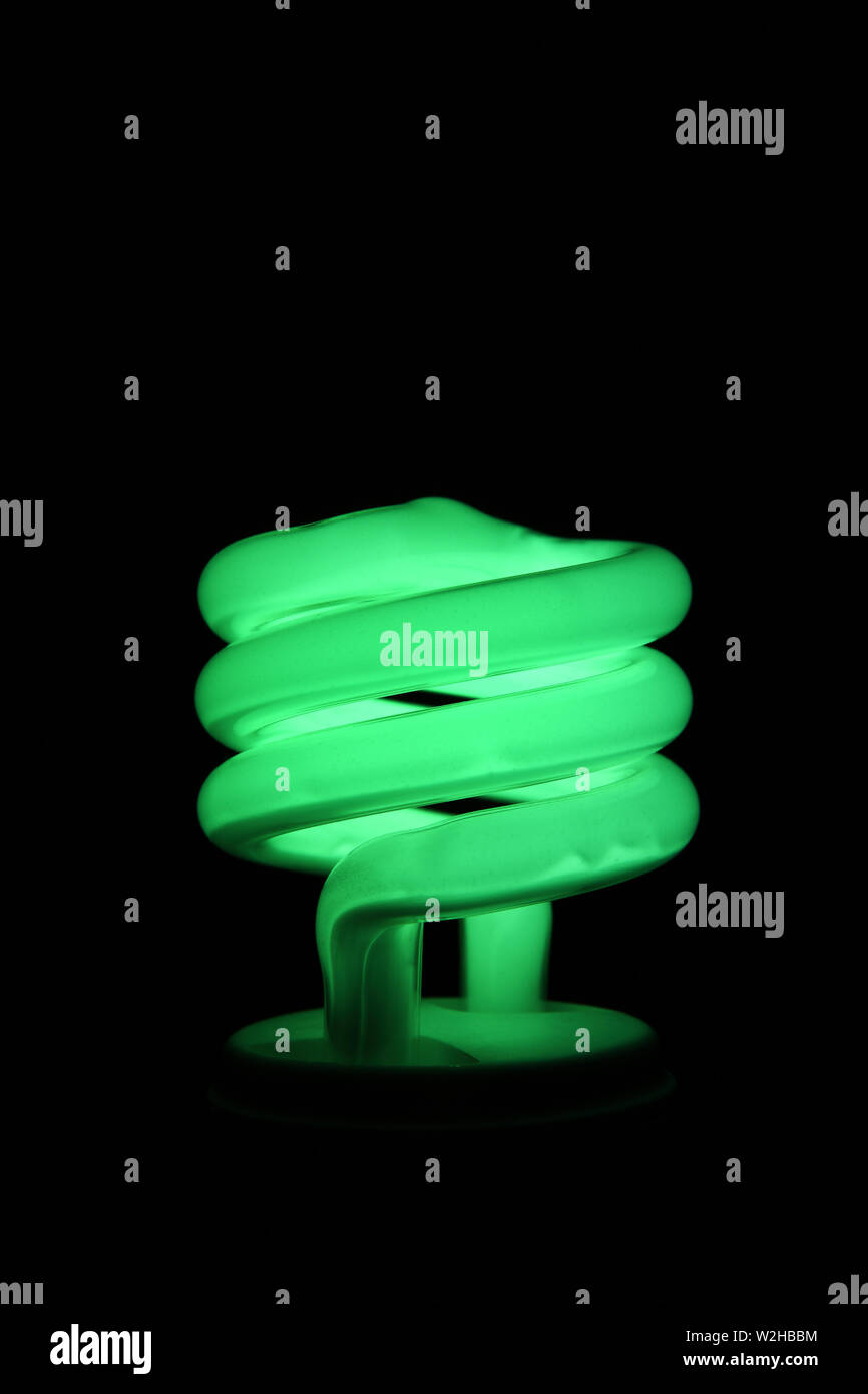 Close up of a green fluorescent lightbulb Stock Photo - Alamy