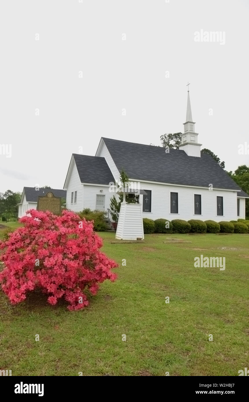 A small town church constructed with timber in Southern Georgia, USA ...