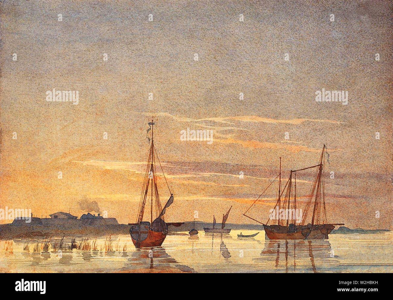 First Russian boats on the Aral Sea, sketch by Taras Shevchenko, 1848 ...
