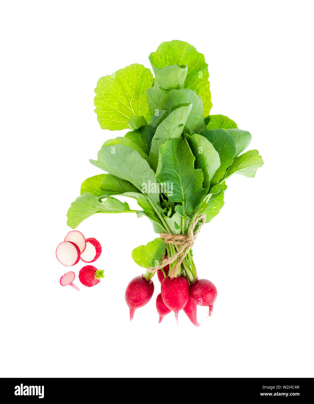 Fresh red radish with green leaves isolated on white background Stock ...