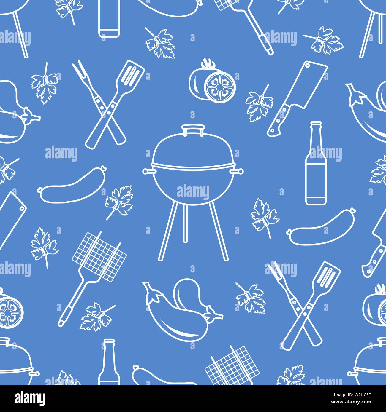 Seamless pattern with grill and barbecue tools. BBQ party background ...