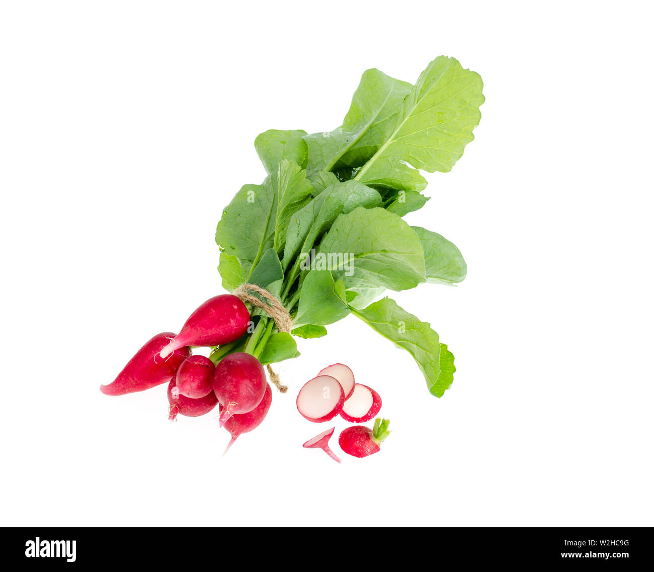 Fresh red radish with green leaves isolated on white background Stock ...