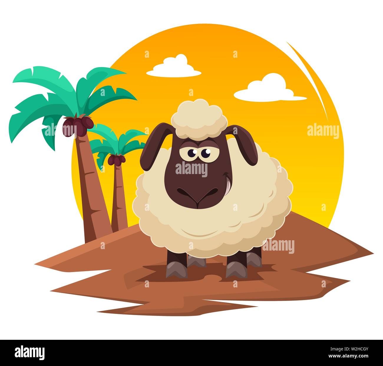 Eid al-Adha Mubarak. Traditional Muslim holiday. The sacrifice of a ram ...