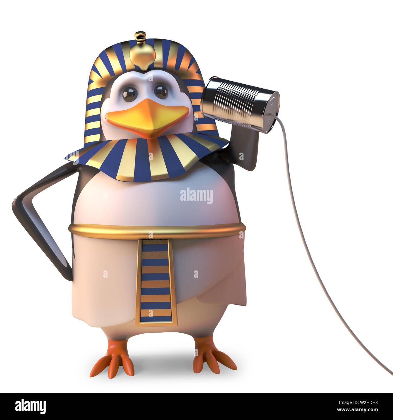 Cool Egyptian penguin pharaoh using a very basic tin can phone to ...