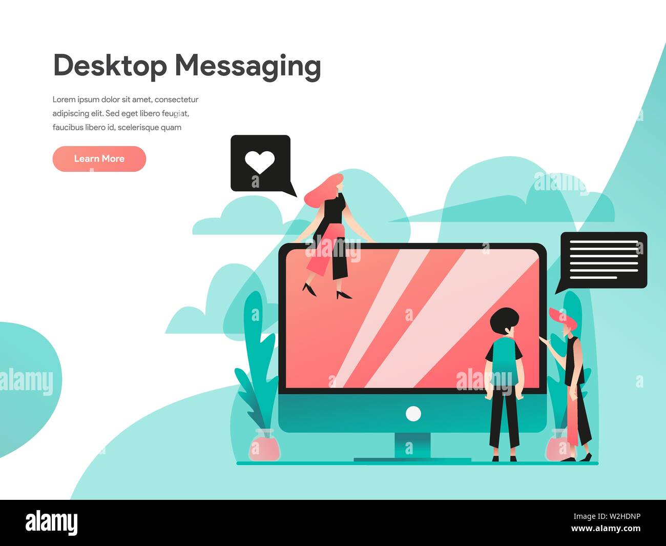 Desktop Messaging Illustration Concept. Modern flat design concept of ...