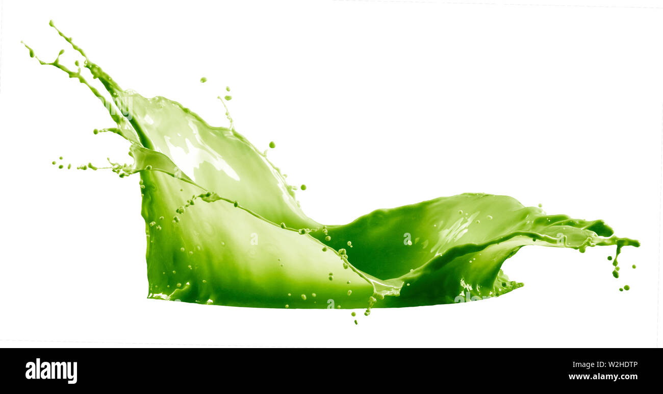 green paint splash isolated on white background Stock Photo - Alamy