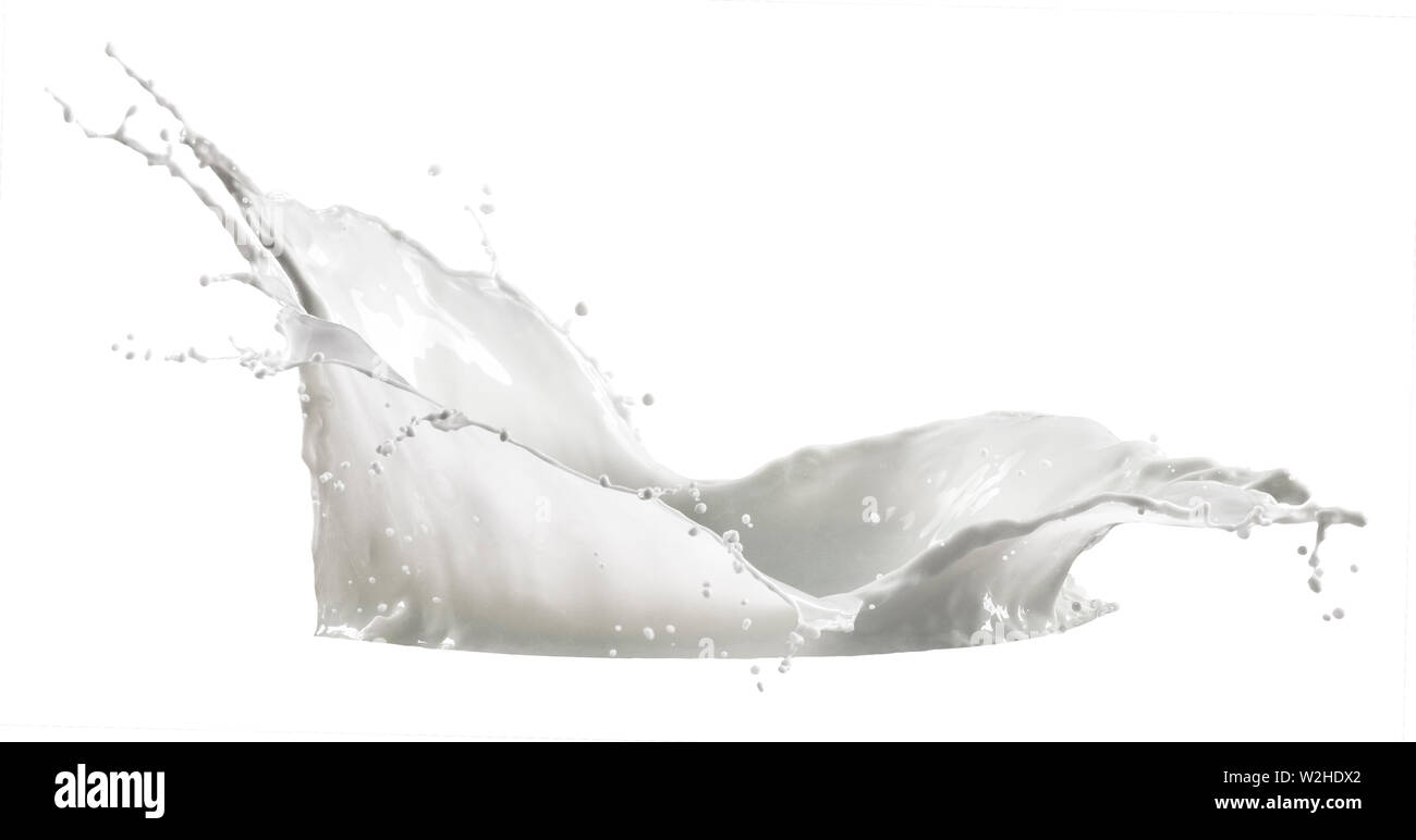 milk splash isolated on white background Stock Photo - Alamy