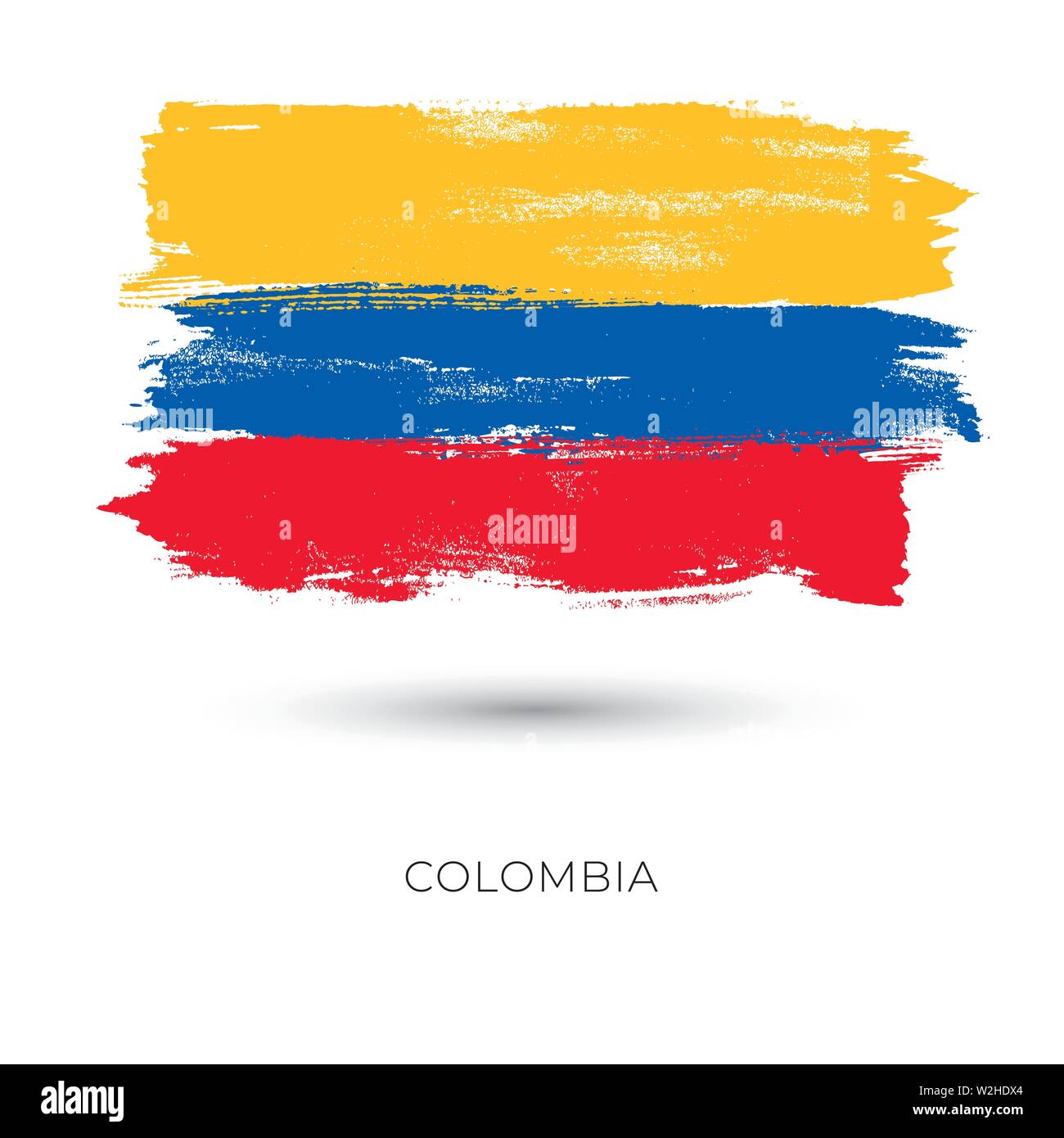 Colombia colorful brush strokes painted national country flag icon ...