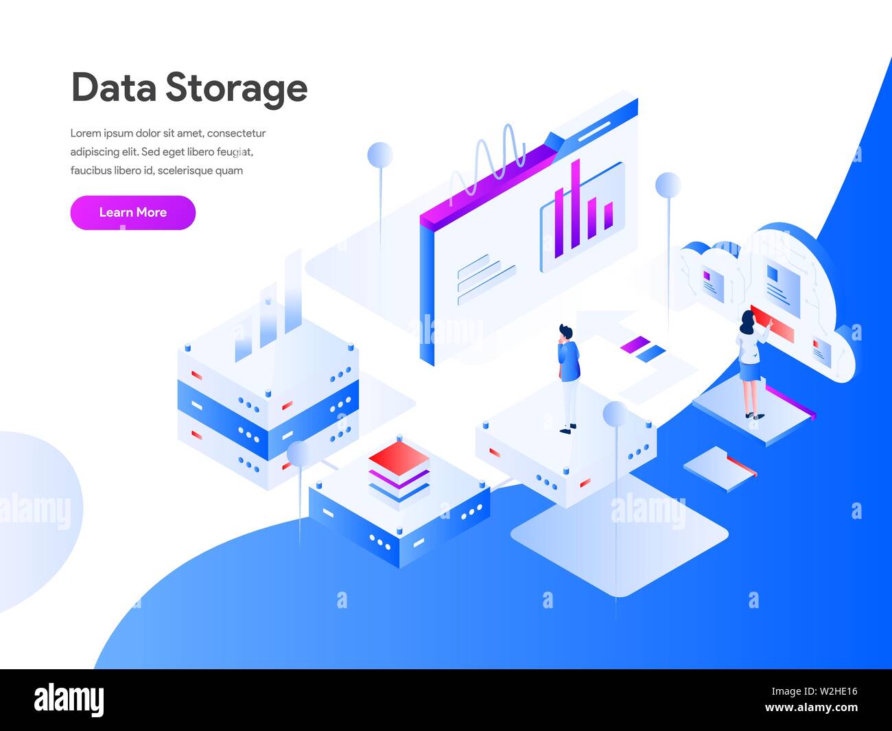 Data Storage Isometric Illustration Concept. Modern flat design concept of web page design for ...