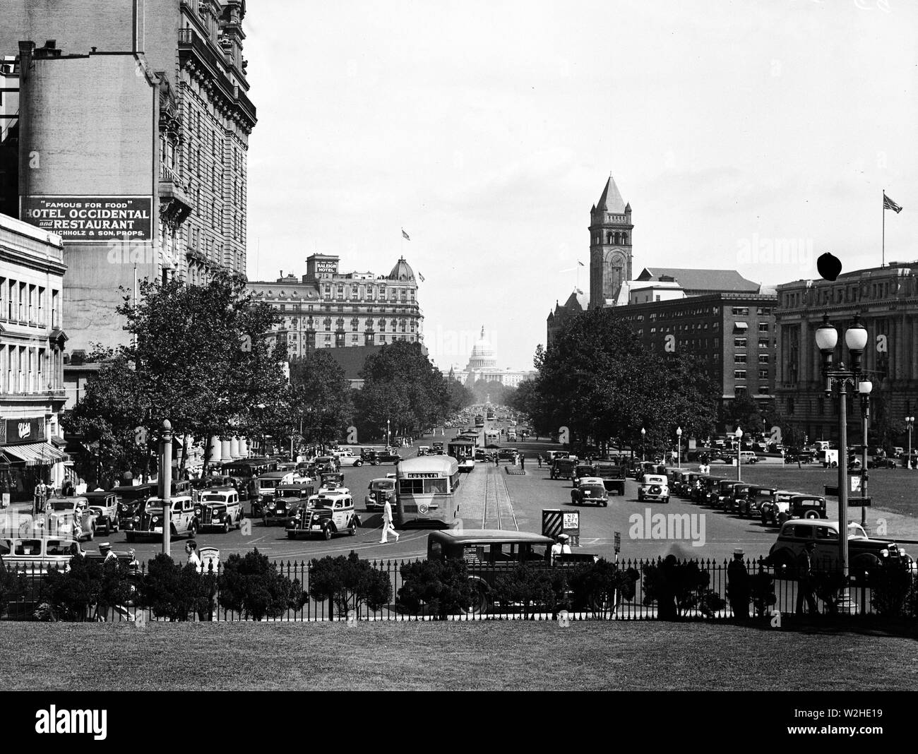 Traffic on Pennsylvania Avenue in Washington D.C. ca. 1935 Stock Photo ...