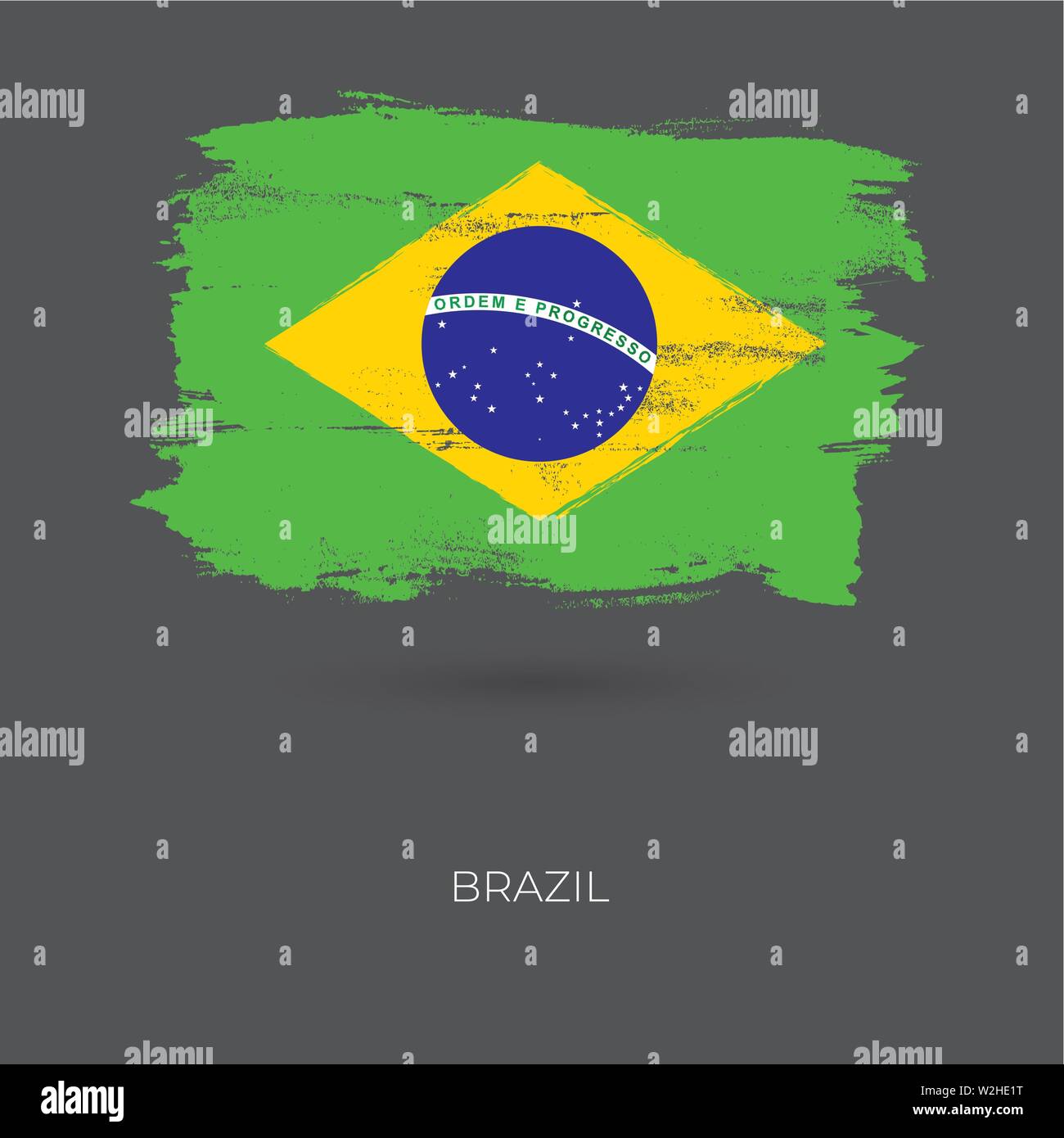 Brazil colorful brush strokes painted national country flag icon ...