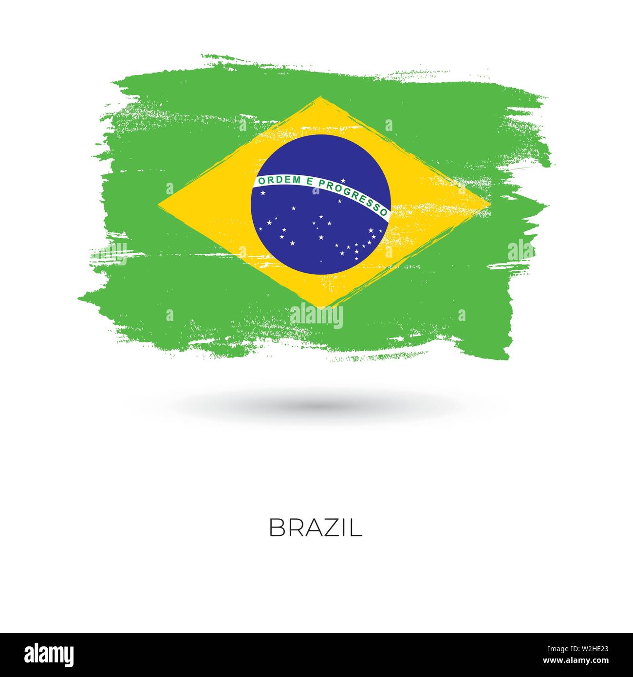 Brazil colorful brush strokes painted national country flag icon ...