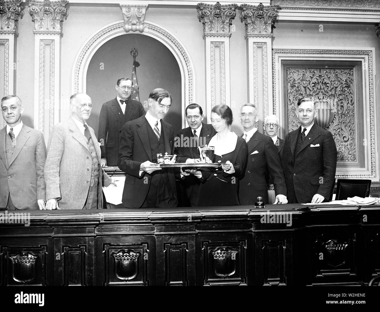 Congress, U.S. Capitol - Congressmen holding tray of what appears to be ...