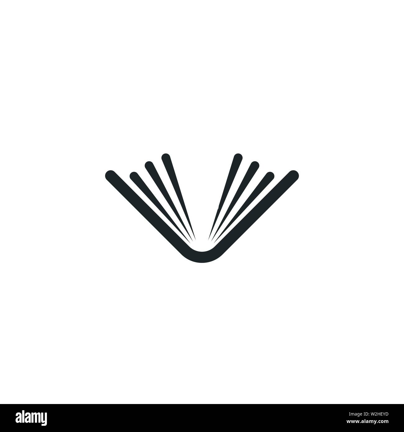 Black thick opened book with pages. Isolated on white. Flat reading ...