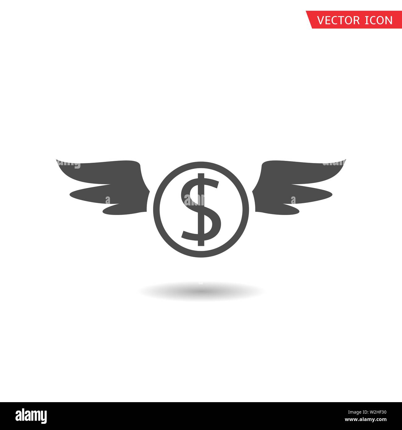 Flying dollar coin icon. Dollar coin with wings symbol, Vector Stock ...