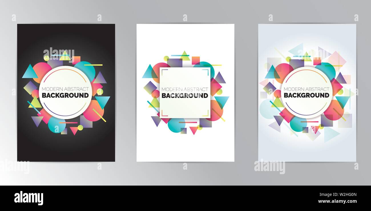 Abstract geometric pattern design and background A4 Set. Use for modern ...