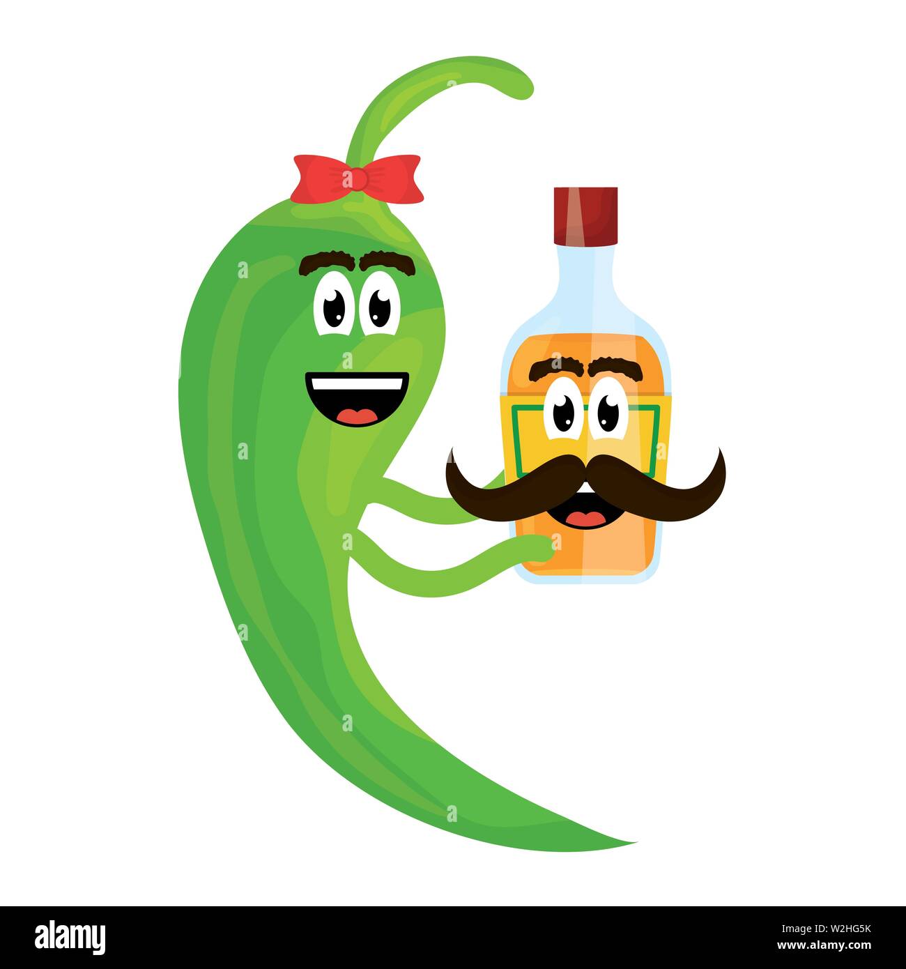 chilli pepper with tequila bottle comic character vector illustration ...