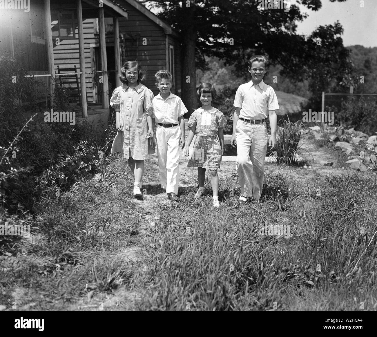 Four children outdoors in the 1930s (ca. 1936 Stock Photo - Alamy