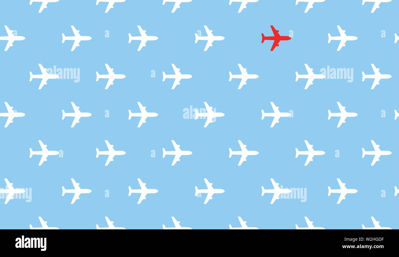 Airplanes group fly in one direction and only one airplane highlighted ...