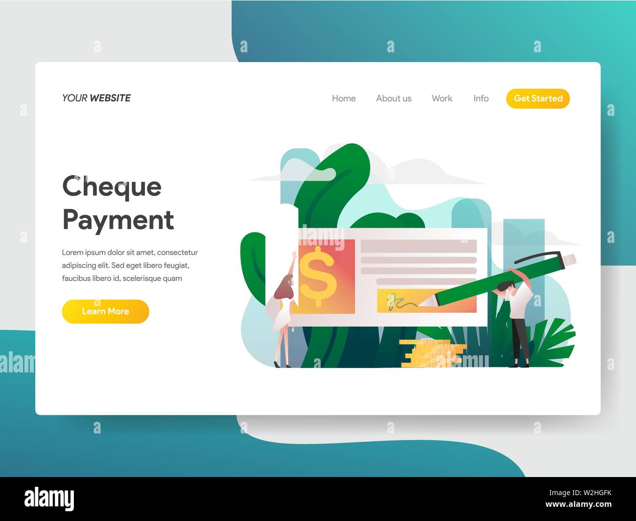 Landing page template of Cheque Payment Illustration Concept. Modern ...