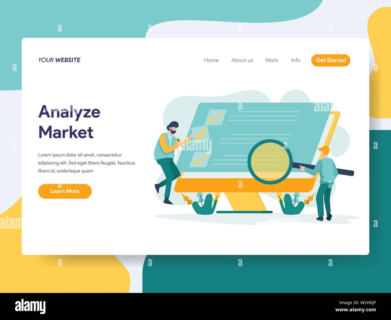 Landing page template of Analyze Market Illustration Concept. Modern ...