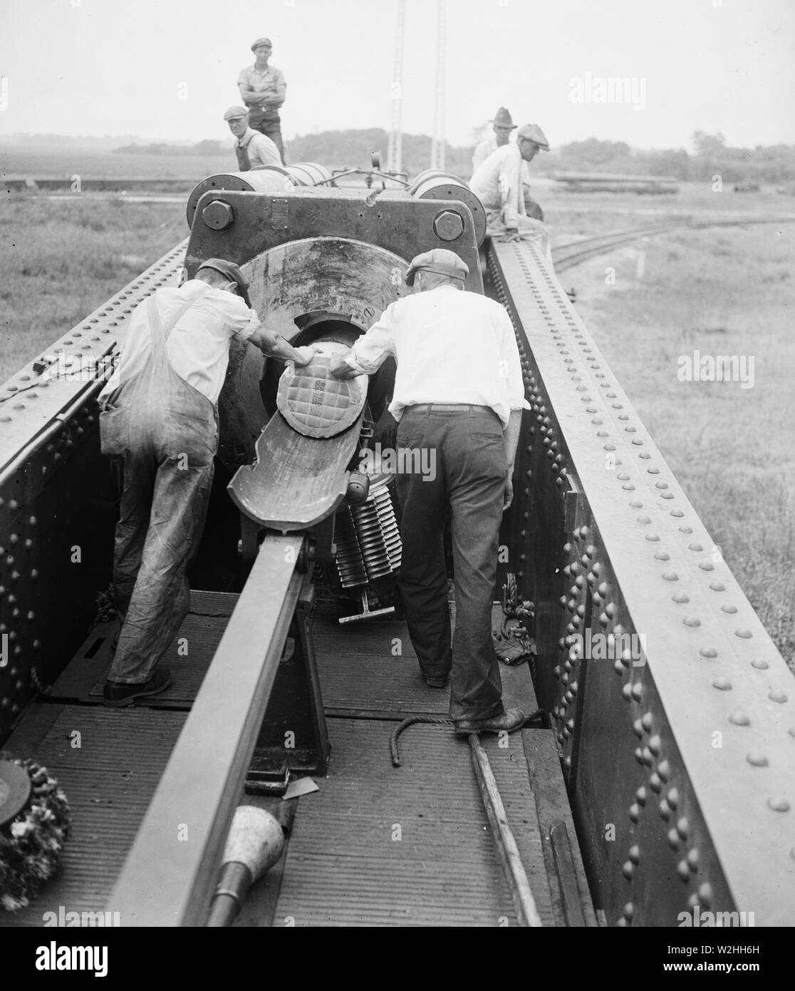 Artillery being loaded with a shell ca. 1936 Stock Photo - Alamy