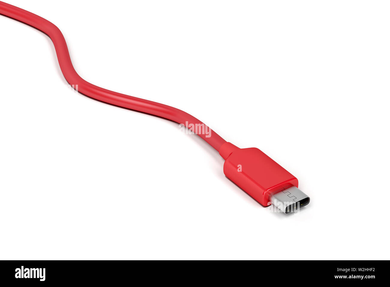 Red USB-C cable on white background Stock Photo - Alamy