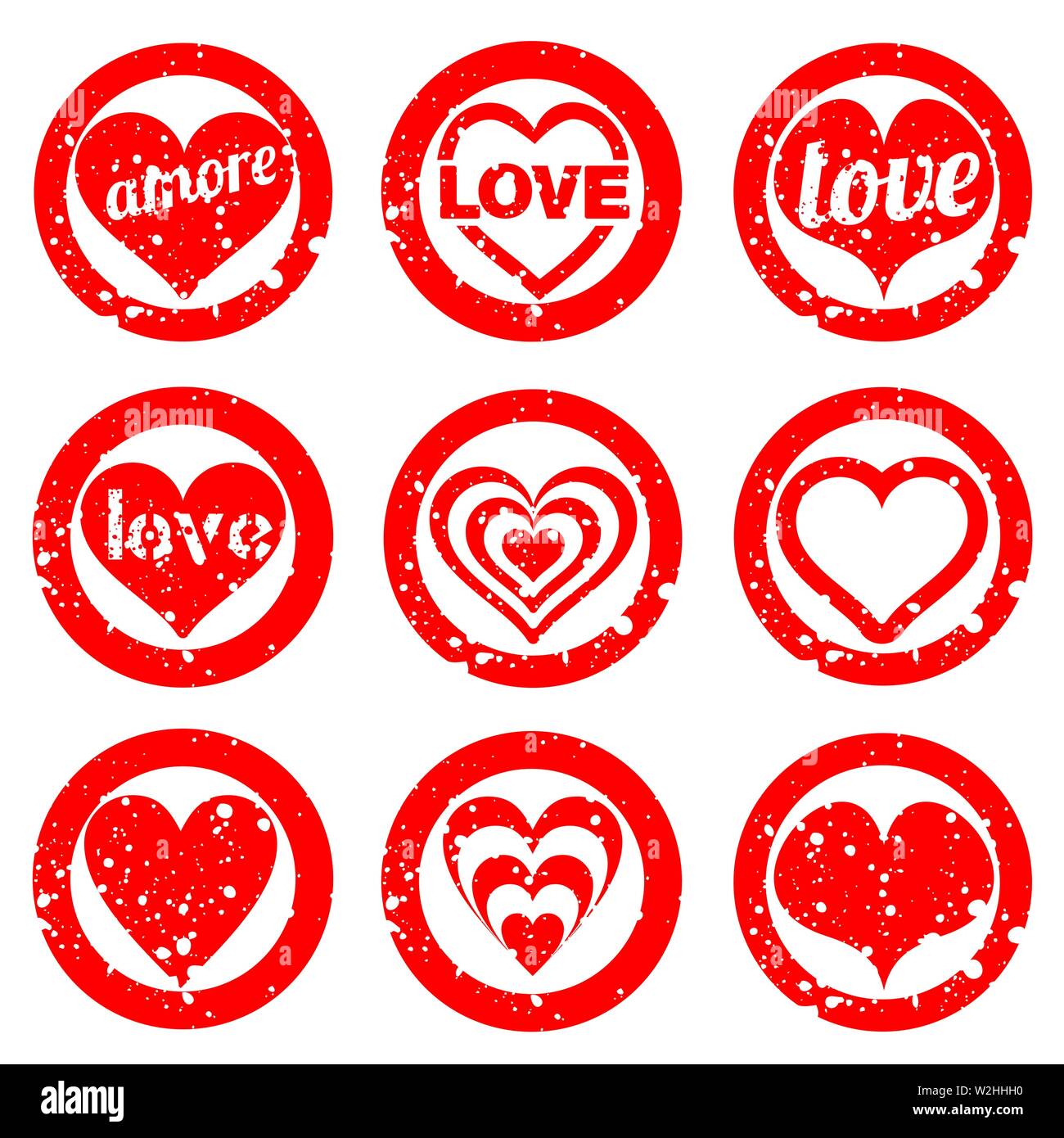 Set love rubber stamp. Valentine's Day stamps set Stock Vector Image ...