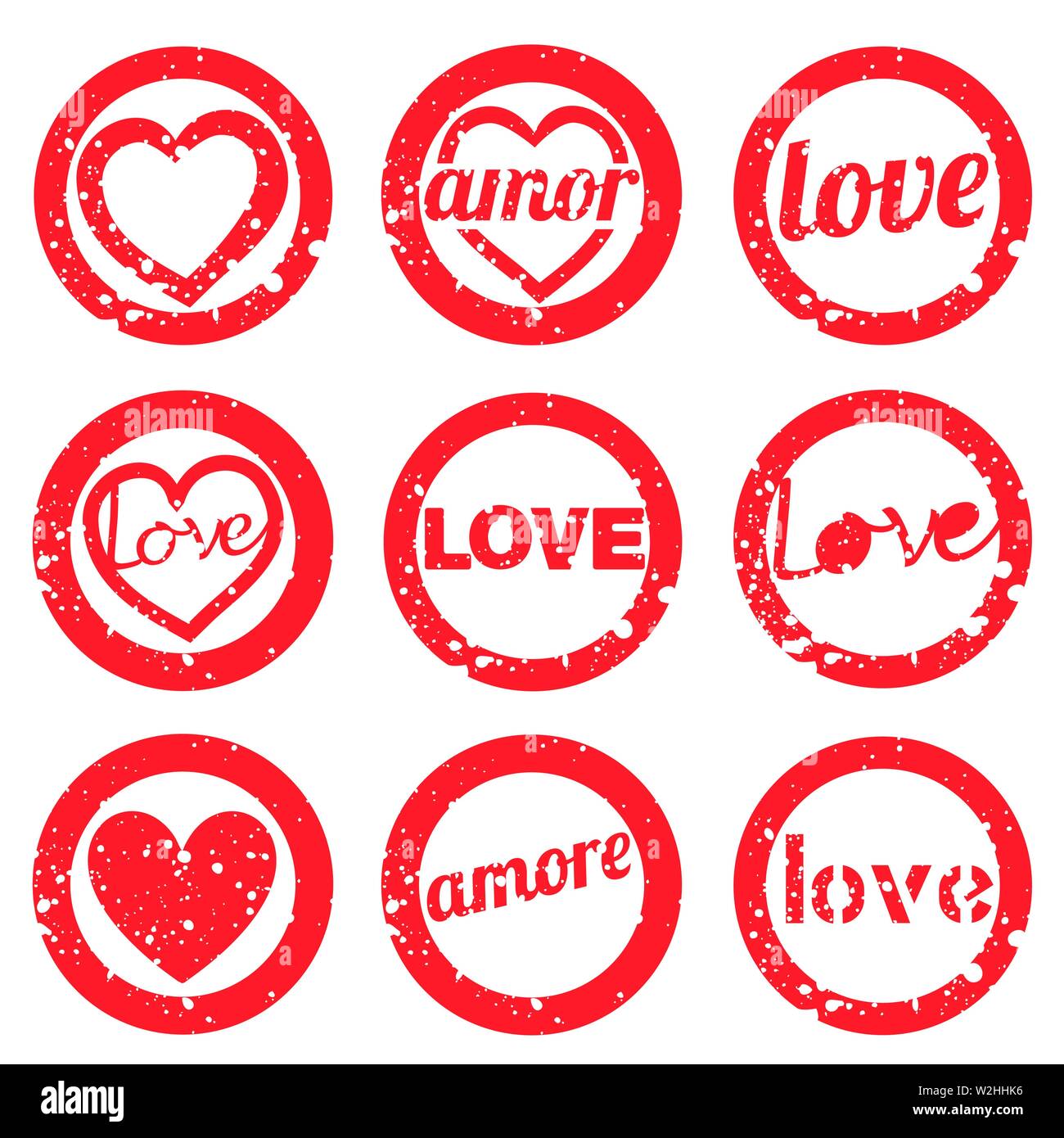 Set love rubber stamp. Valentine's Day stamps set Stock Vector Image ...