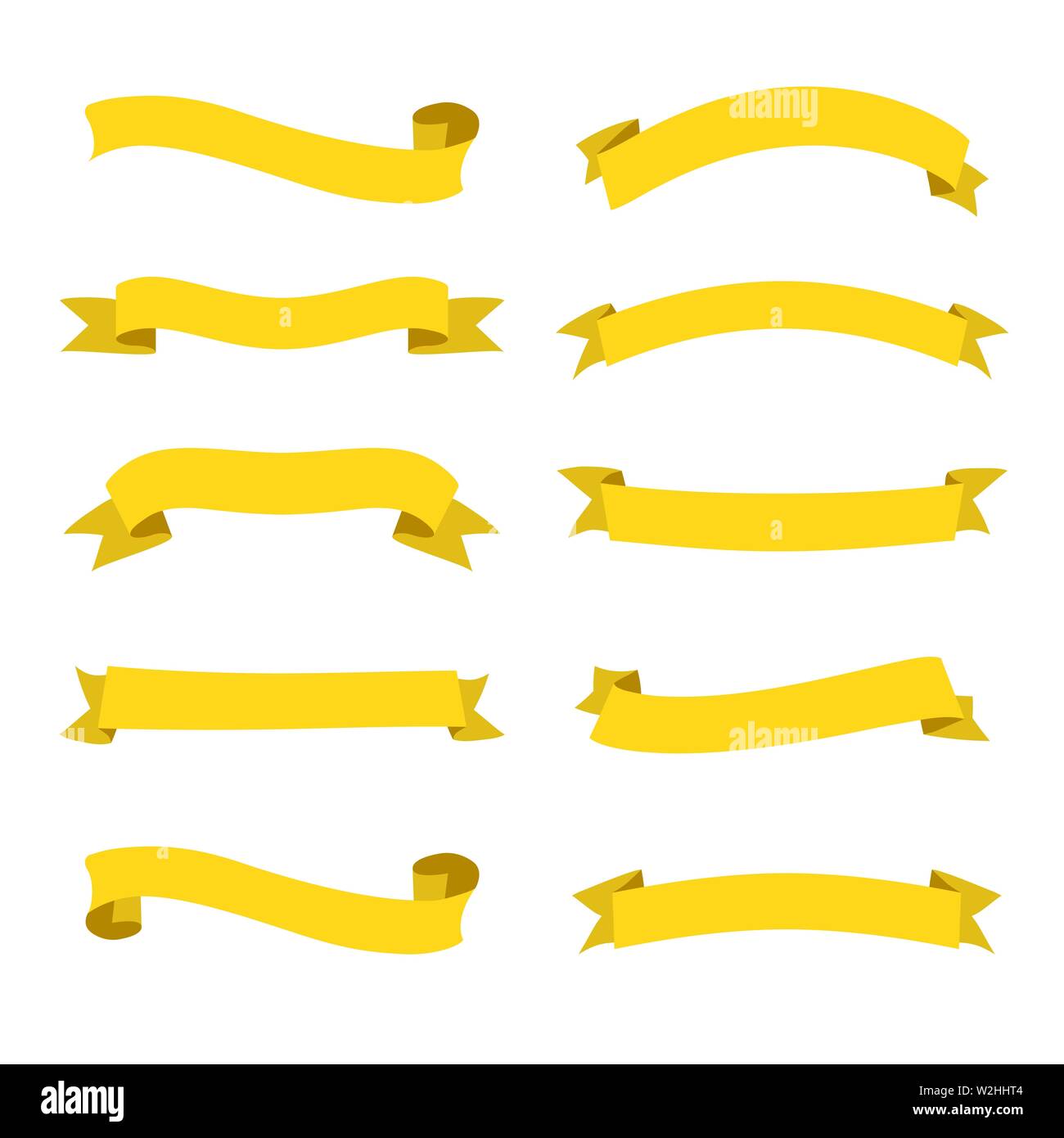 Set of yellow ribbons banners. Flat design. Yellow tapes. Vector ...