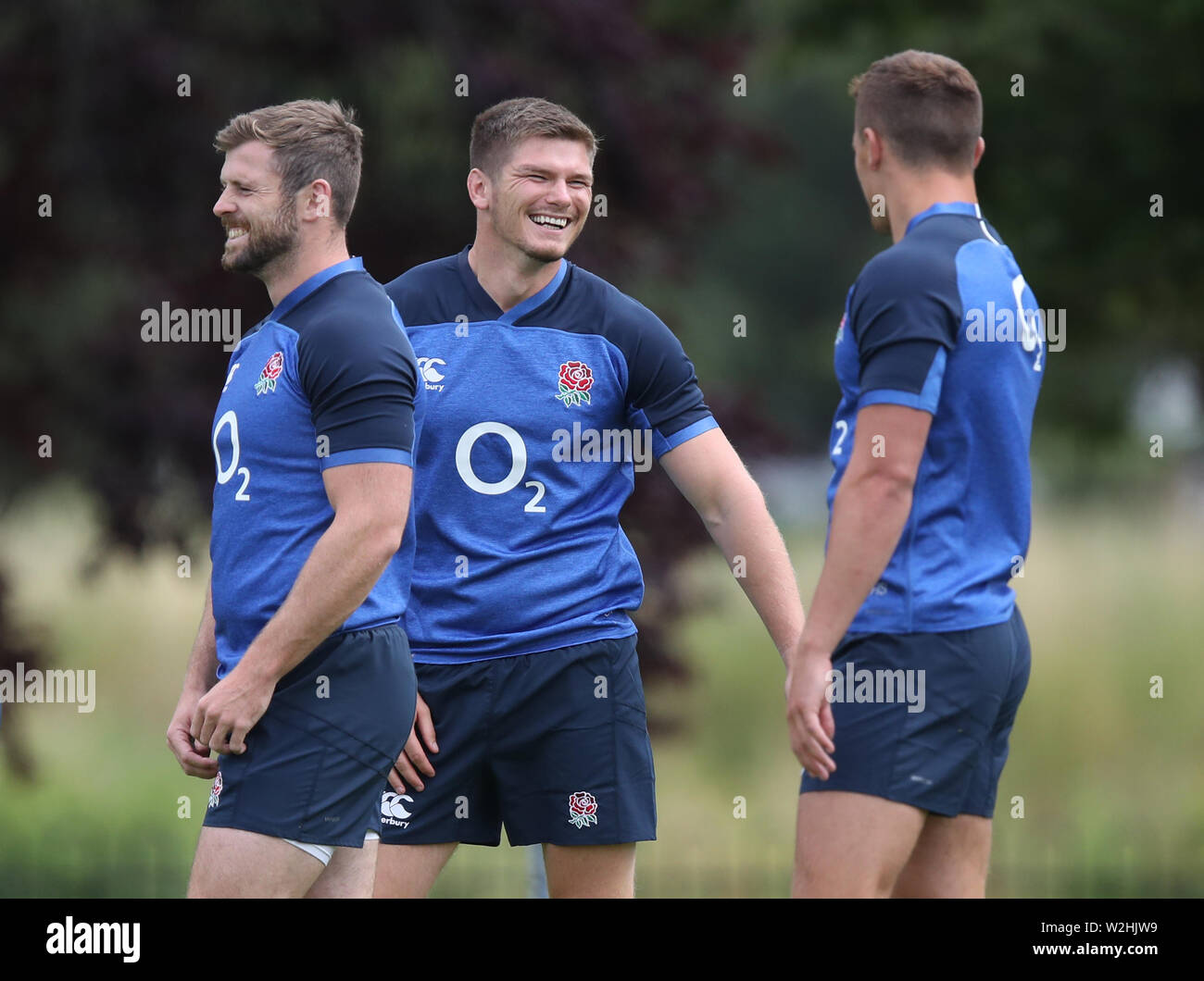 England's Elliott Daly (left), Owen Farrell and Henry Slade during the ...