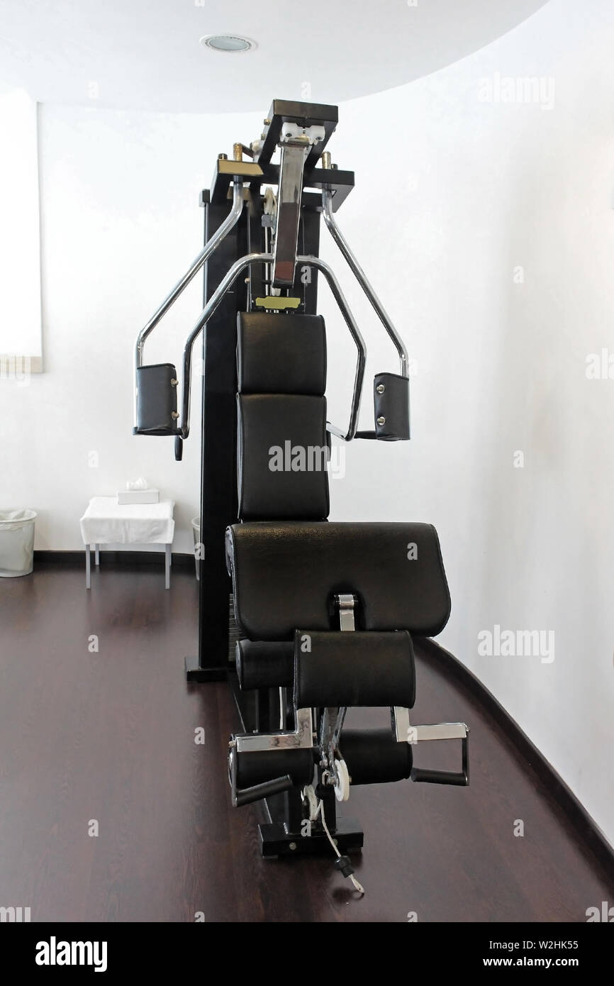 Professional pectoral muscle gym equipment inside modern interior Stock ...