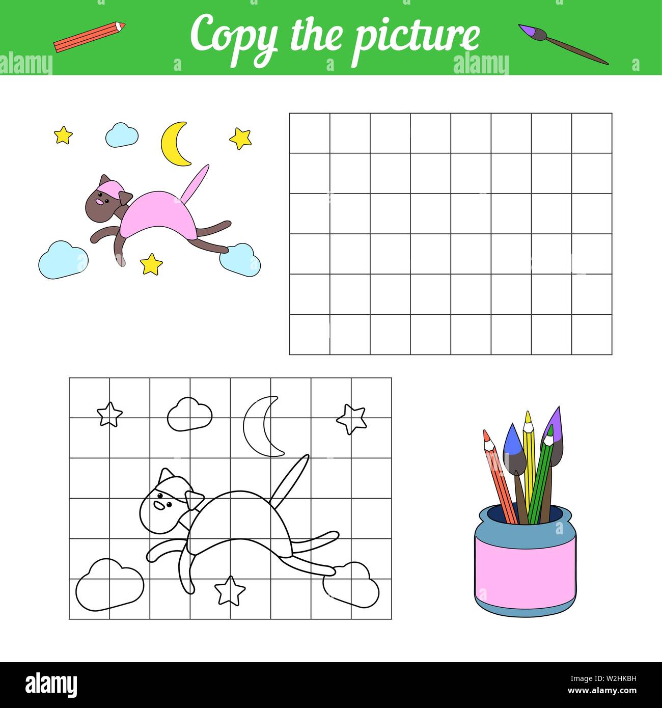 Paper game for preschoolers. Copy the picture and color sample little ...