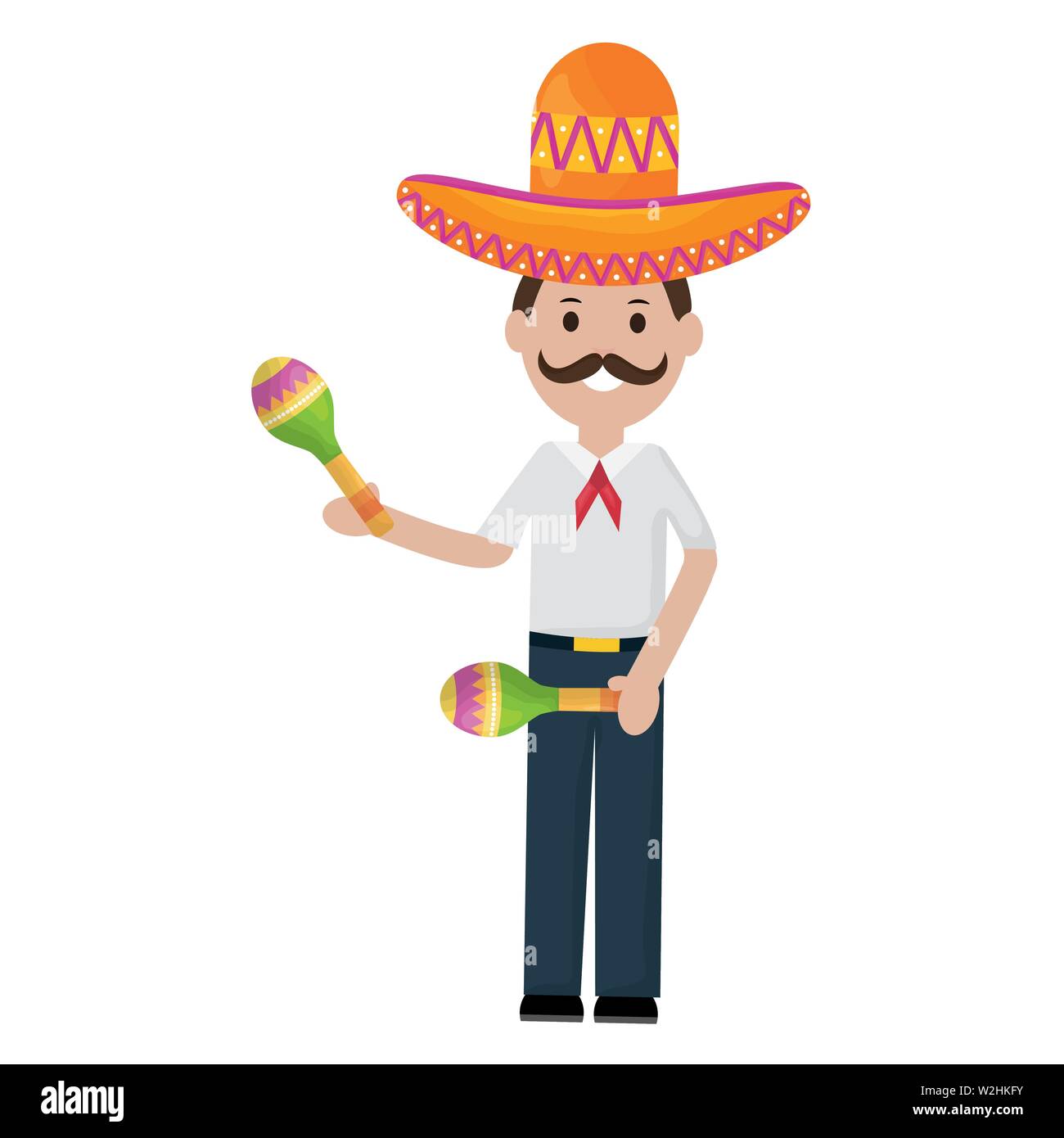 mexican man with mariachi hat and maracas vector illustration design ...