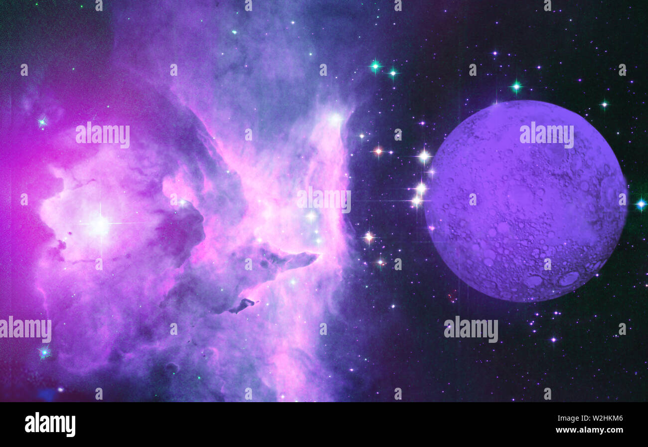 Planet from outer space. Space nebula. Cosmic cluster of stars. Outer ...