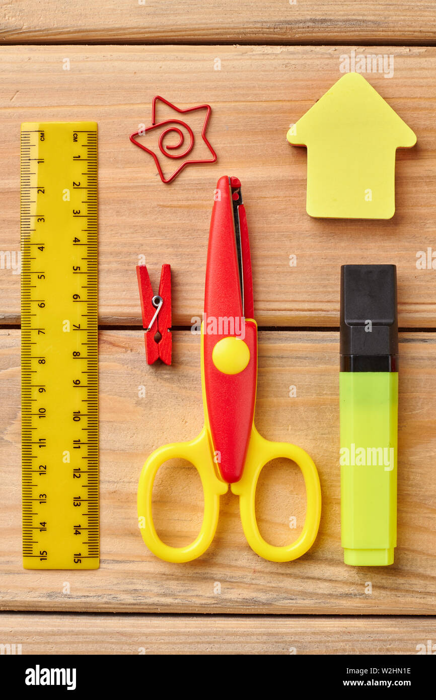 Colorful stationery supplies, top view Stock Photo - Alamy