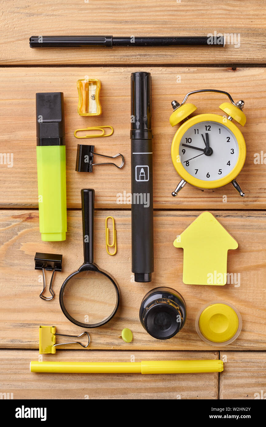 Set of school supplies, top view Stock Photo - Alamy