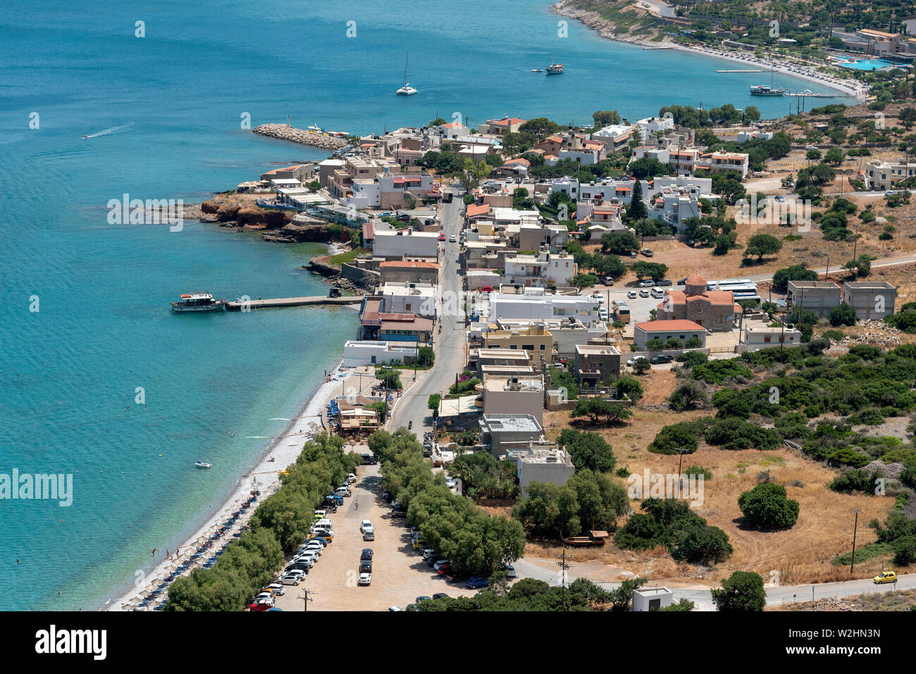 Plaka, Crete, Greece. June 2019. An overview from a mountain of the ...