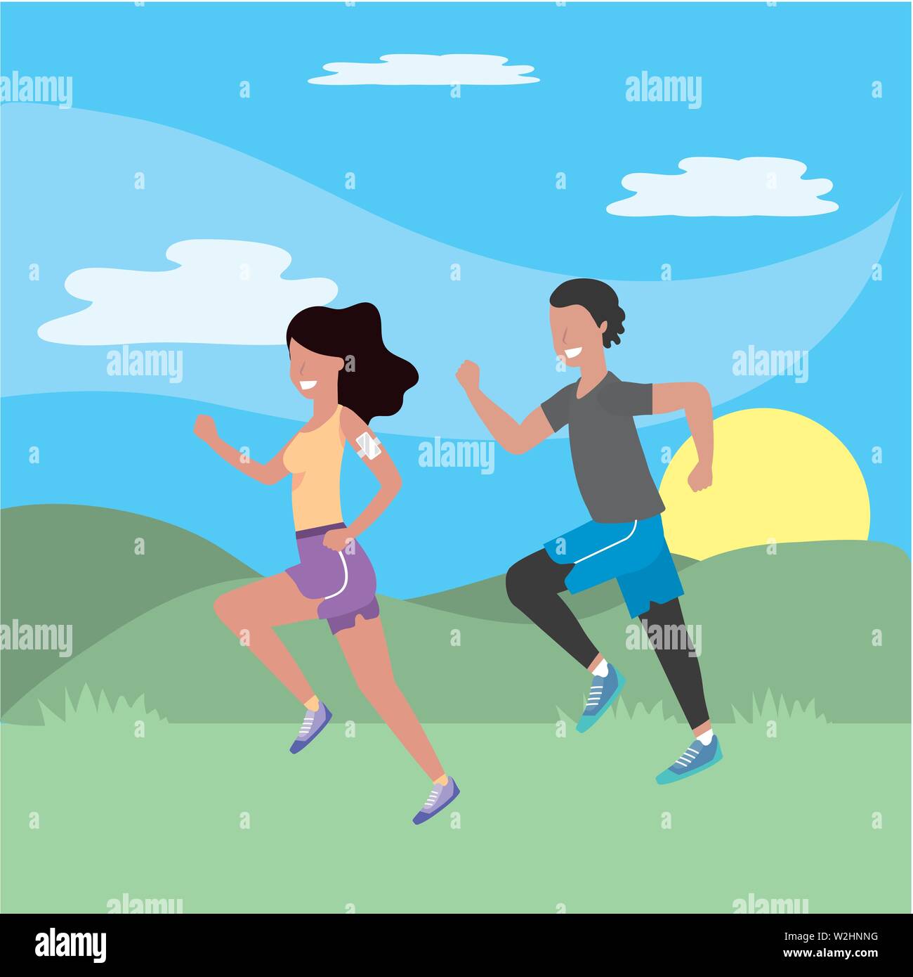 fitness exercise couple running workout healthy fit lifestyle outdoor ...