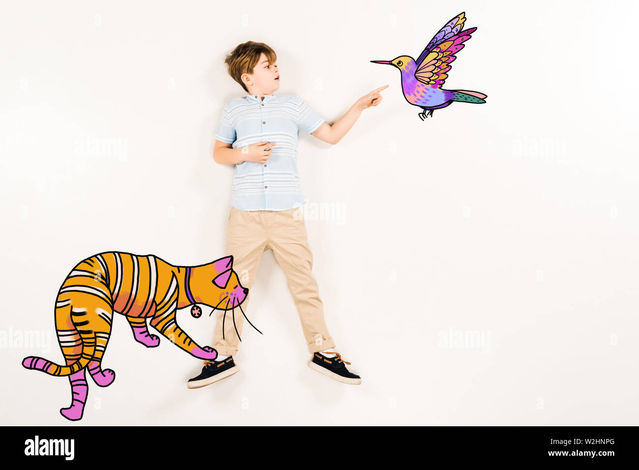 Boy pointing bird hi-res stock photography and images - Alamy