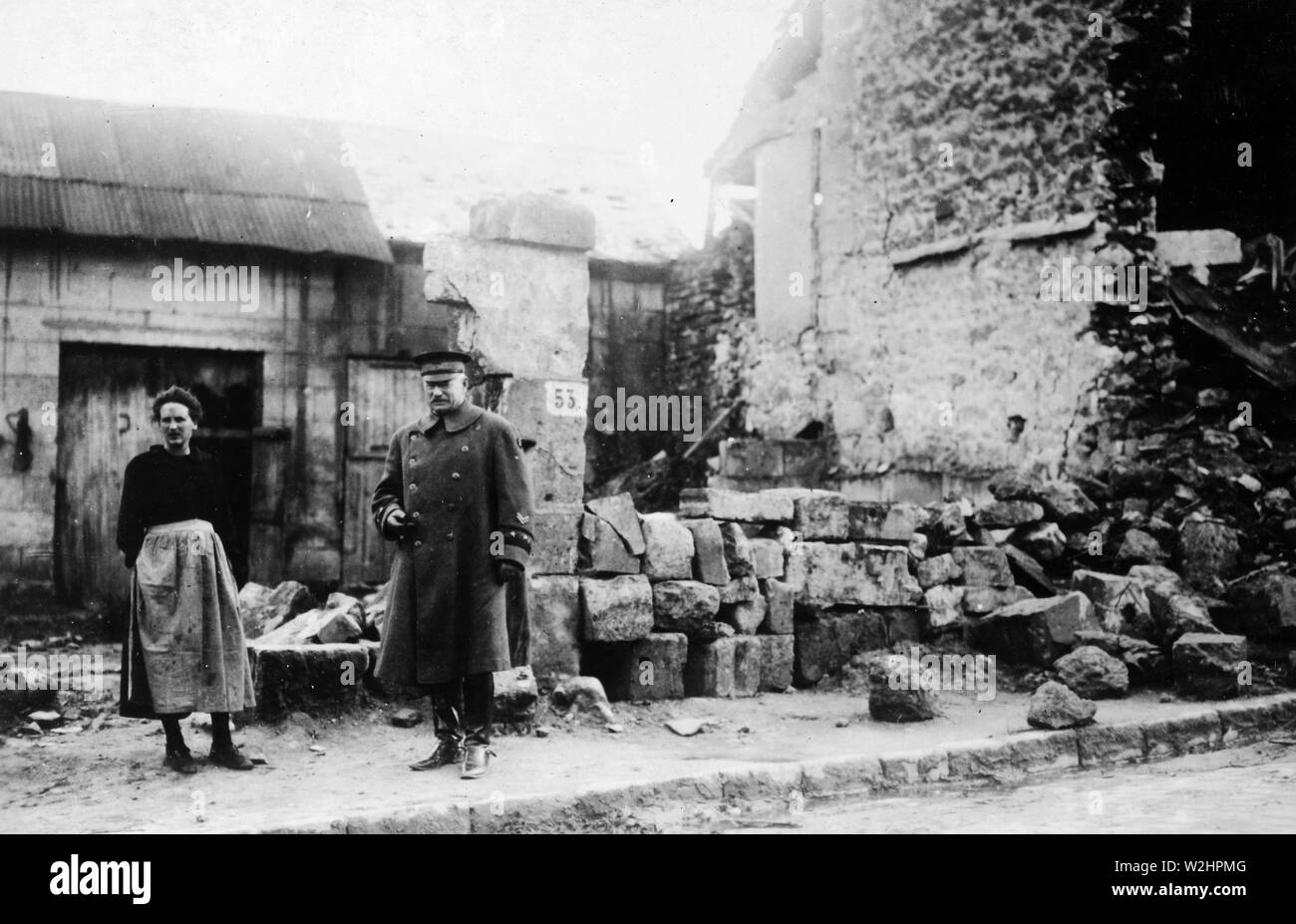 Tour of the fronts. General Haan and a French woman. Courcelles, France ...