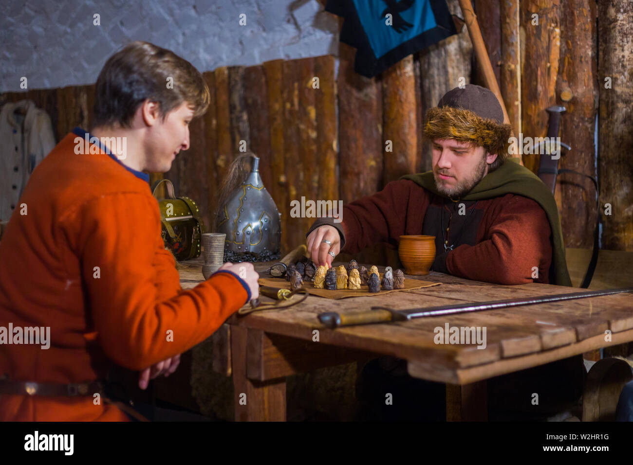 Two men playing popular strategy board game - tafl Stock Photo - Alamy
