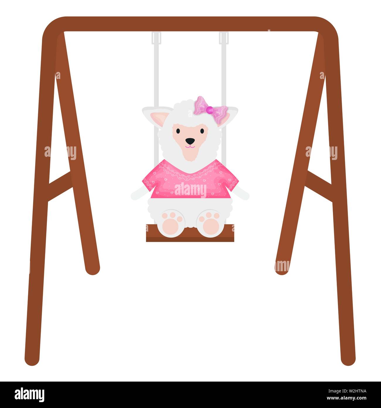 cute female sheep in swing vector illustration design Stock Vector ...