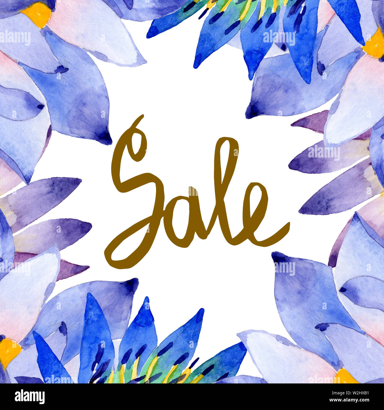 Blue lotus floral botanical flowers. Wild spring leaf wildflower isolated. Watercolor background ...