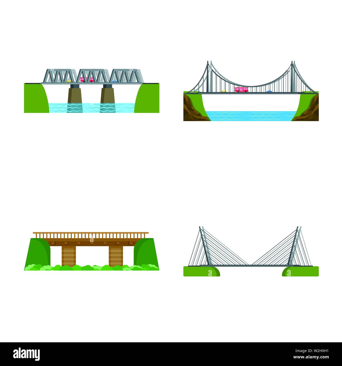 Vector illustration of bridgework and bridge icon. Set of bridgework ...