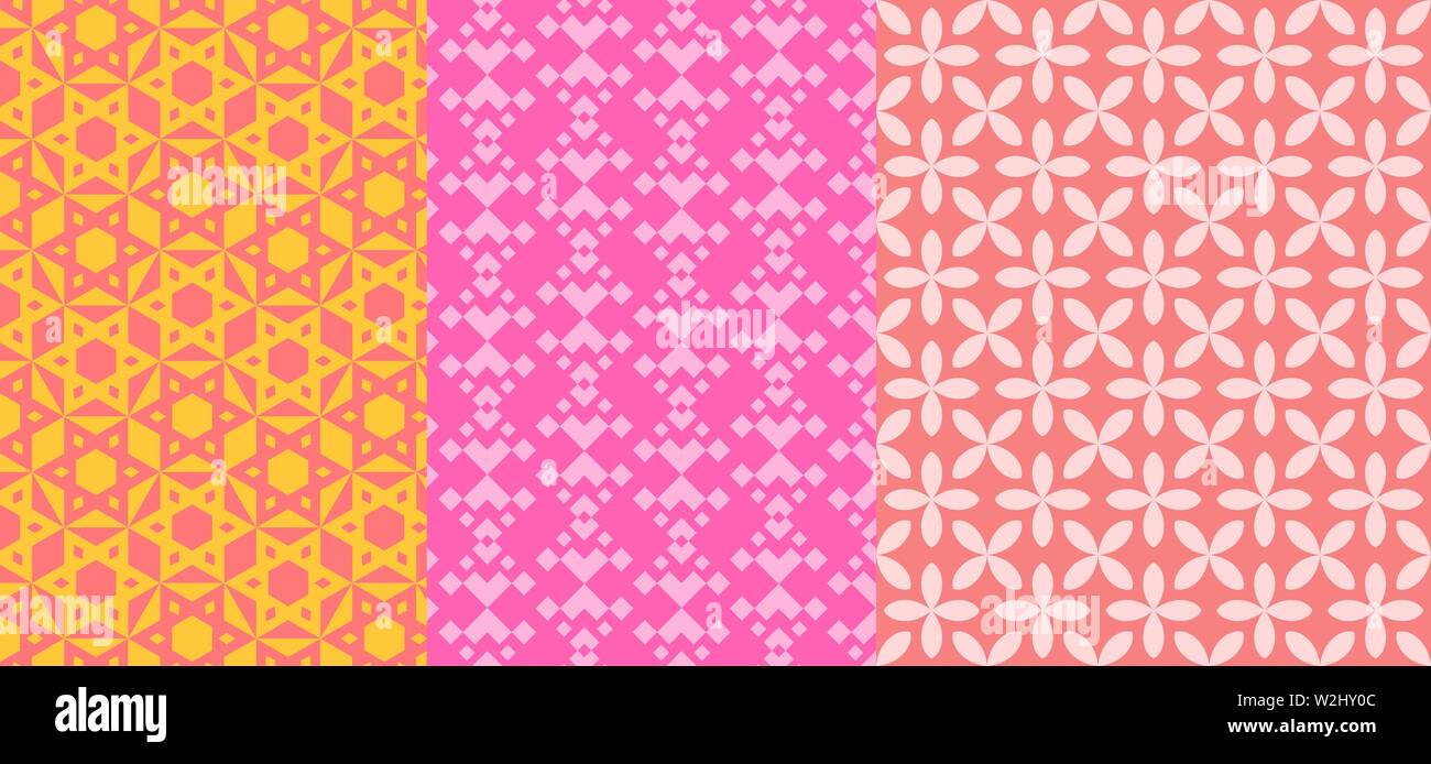 Set of seamless patterns. Abstract geometric background vector Stock ...