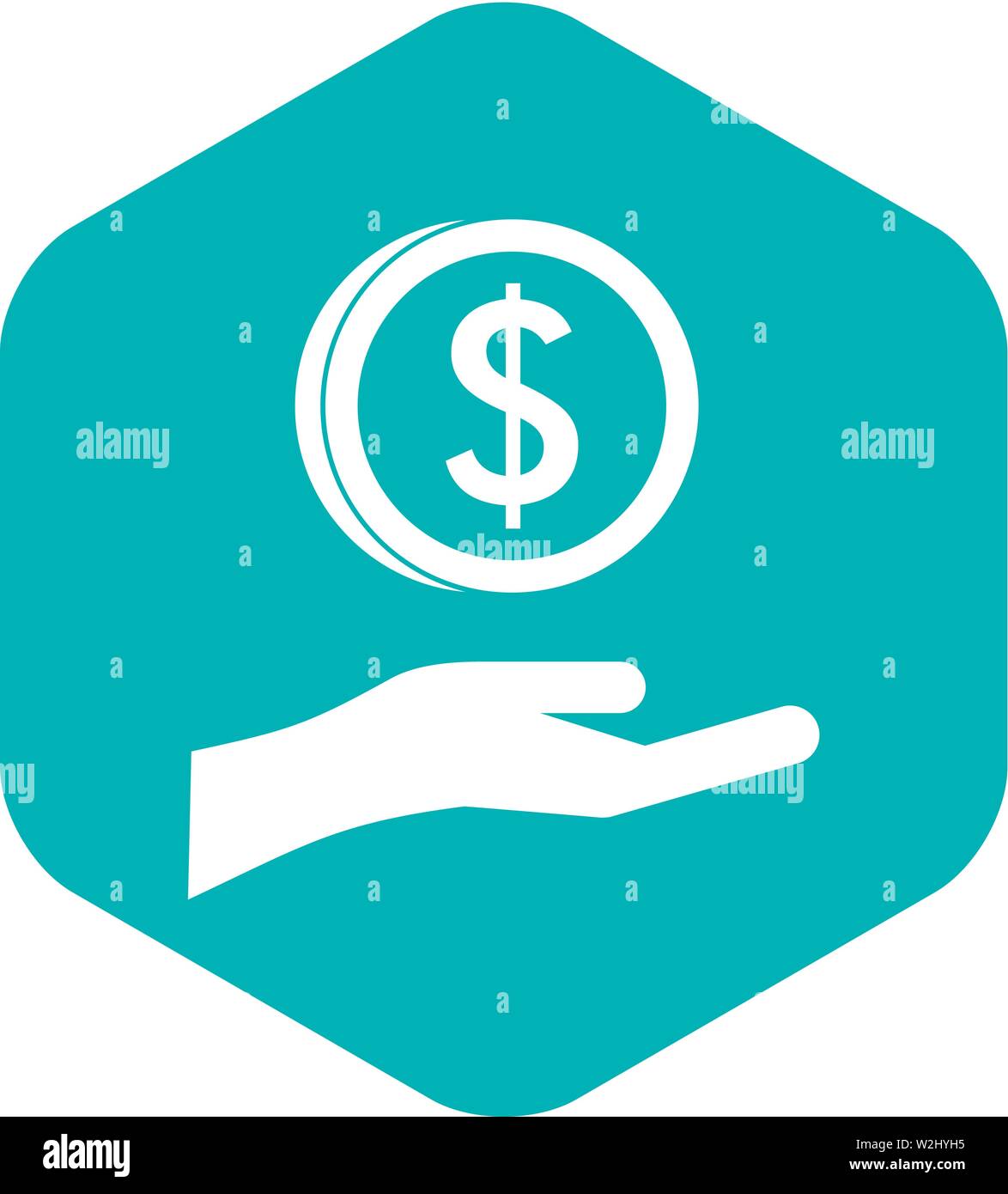 Hand and dollar coin icon, simple style Stock Vector Image & Art - Alamy