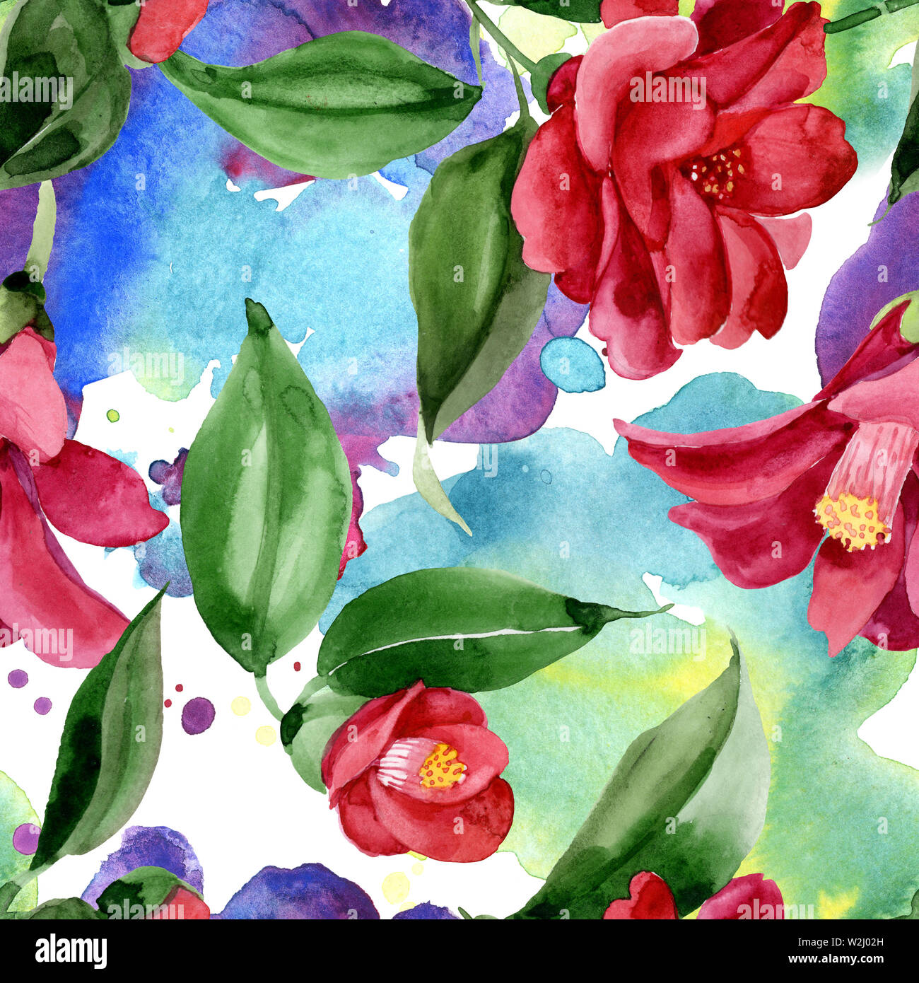 Red camelia floral botanical flower. Wild spring leaf wildflower ...